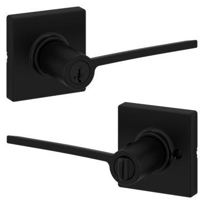Kwikset Ladera Lever (Square) - Keyed - featuring SmartKey, Matte Black ...